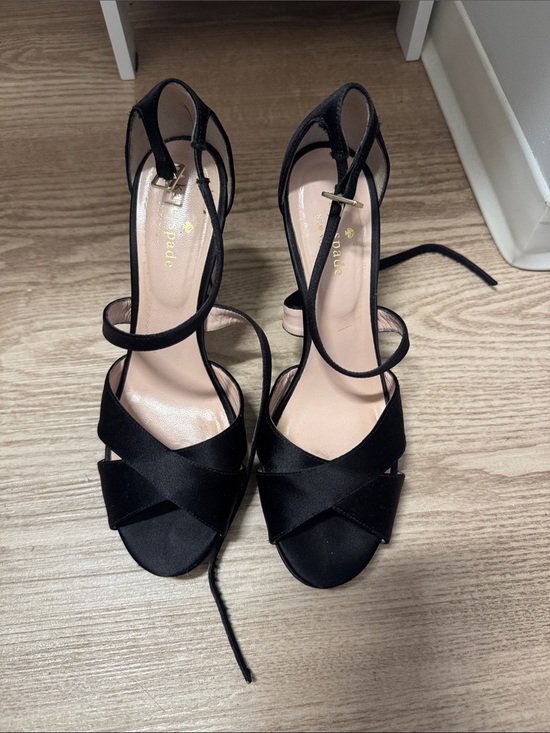 kate spade | Shoes | Kate Spade Satin Black Ankletie Heels | Poshmark